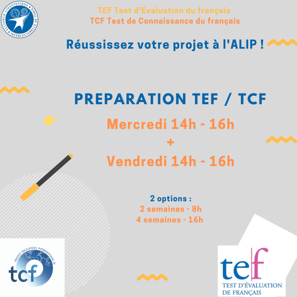 Cours de préparation aux examens TEF / TCF - ALIP - école de Langue ...